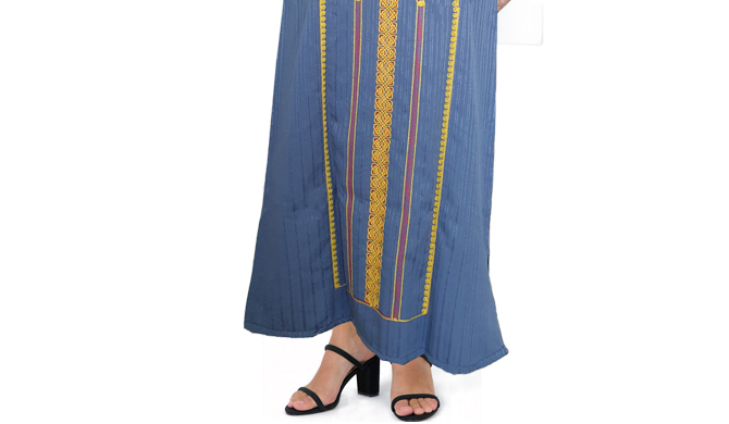 Egyptian Traditional Clothing | Stripy Blue Galabeya Dress