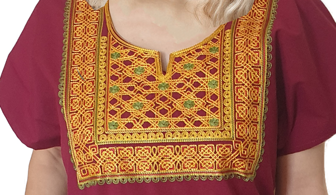 Egyptian Traditional Clothing | Burgundy Galabeya Dress