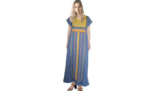 Egyptian Traditional Clothing | Stripy Blue Galabeya Dress