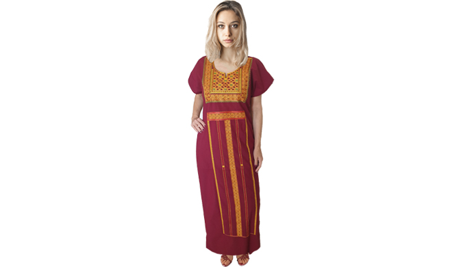 Egyptian Traditional Clothing | Burgundy Galabeya Dress